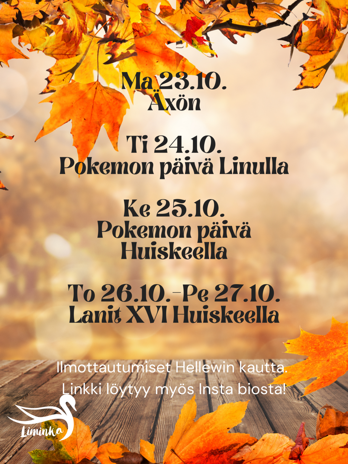 Syysloman tapahtumien ilmottautumiset ovat auki! – Liminka